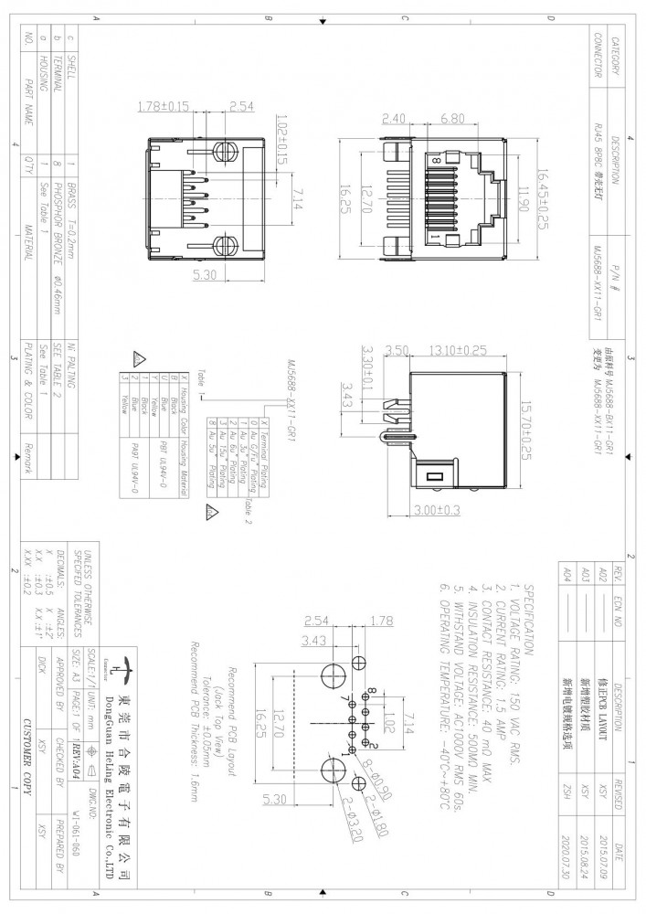 MJ5688 connector technical document page