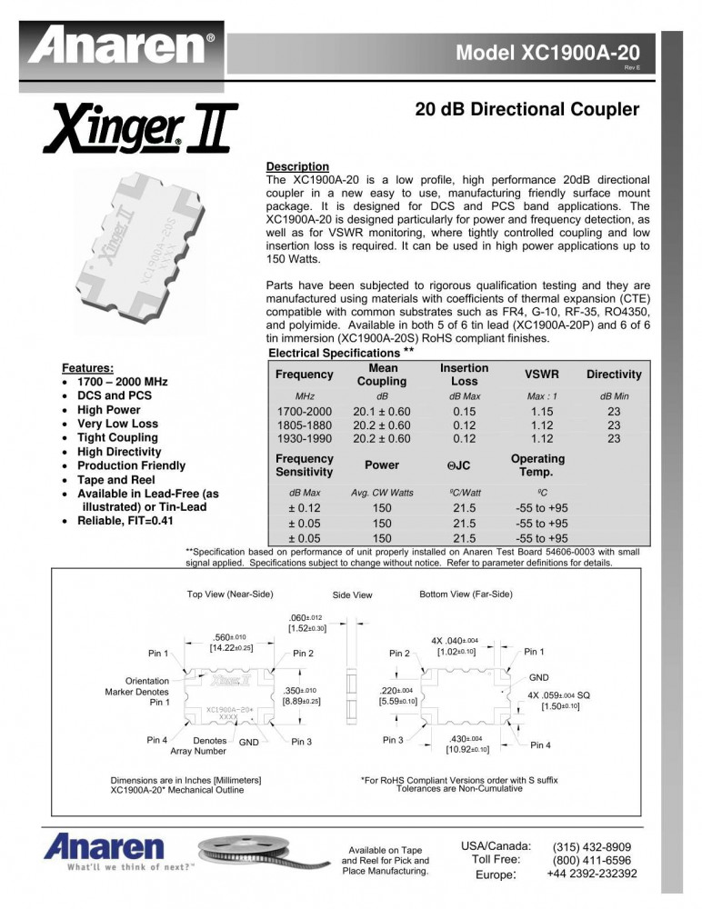 XC1900A-20S datasheet page 1
