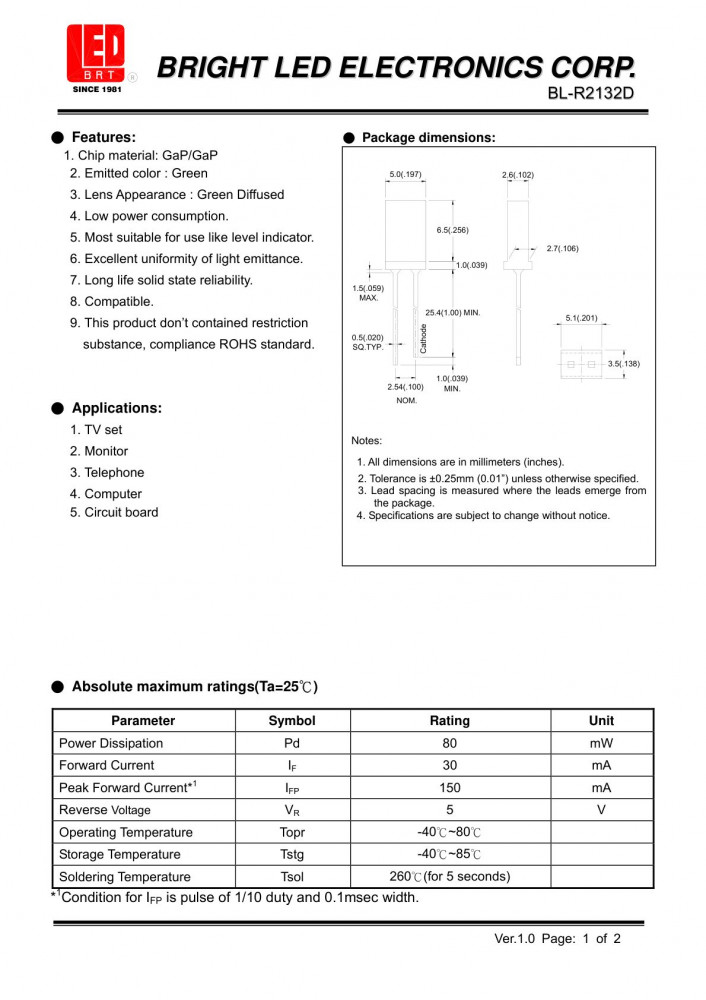 BL-R2132D datasheet image, page 1