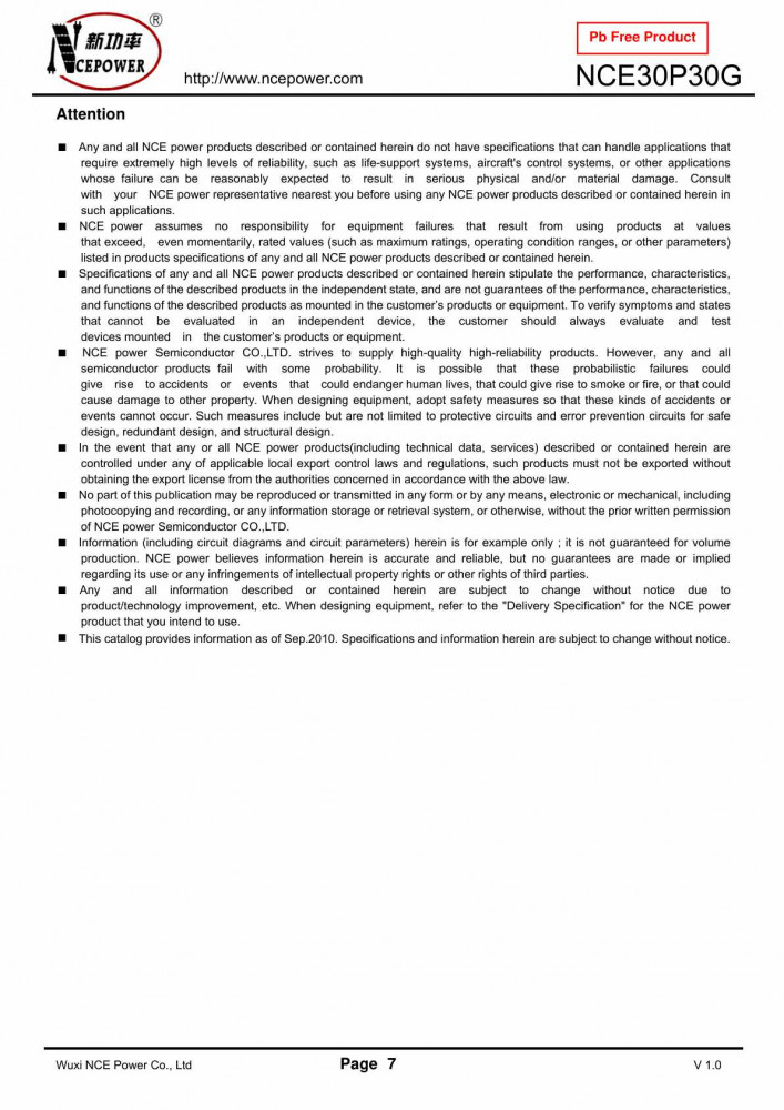 NCE30P30G datasheet page 7