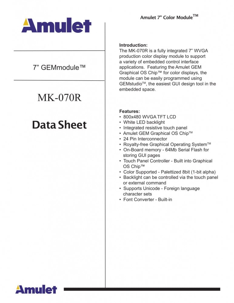 MK-070R datasheet page 1