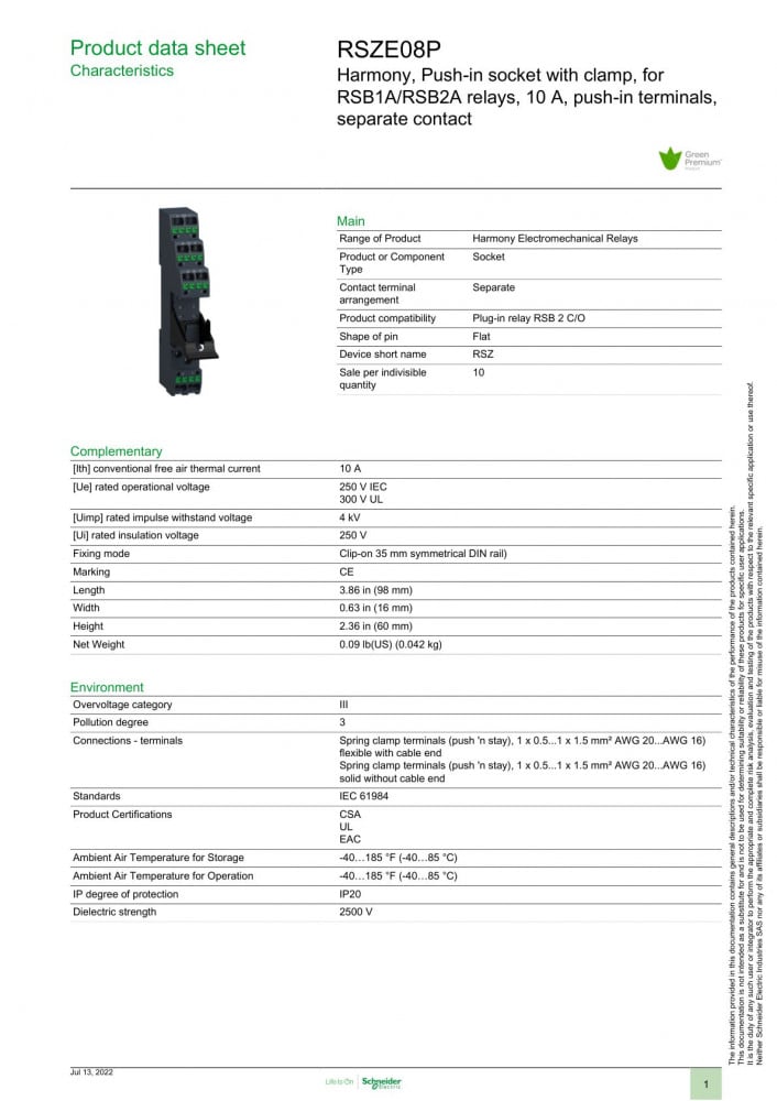 RSZE08P technical document page 1