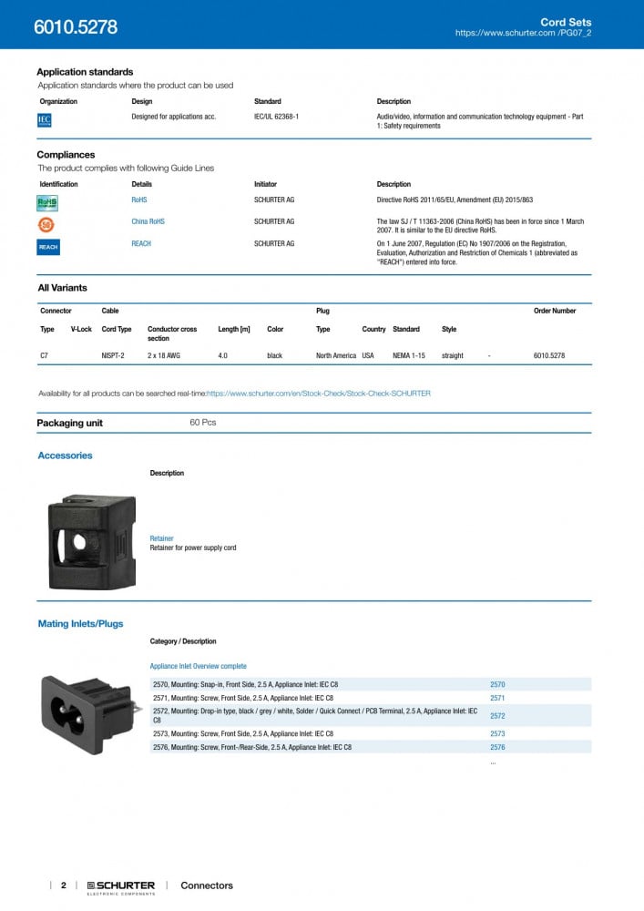 SCHURTER 6010.5278 technical document page 2