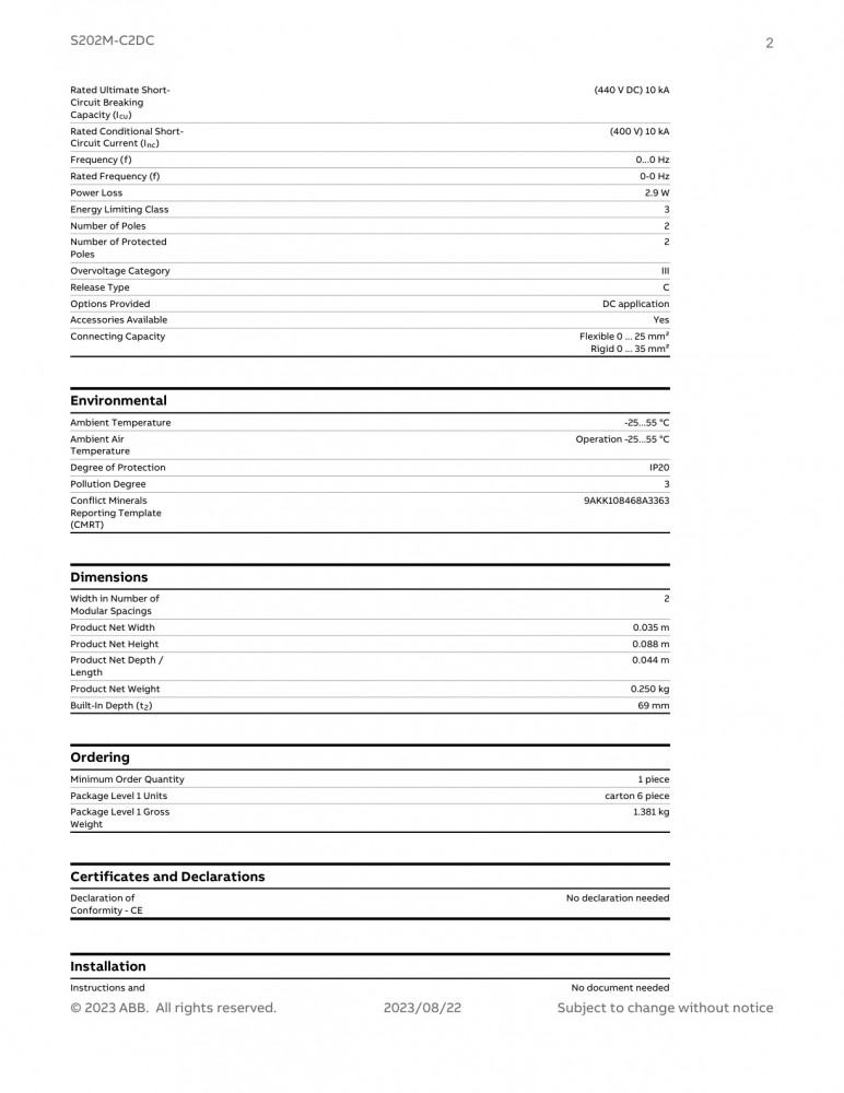 ABB S202M-C2DC technical document page 2