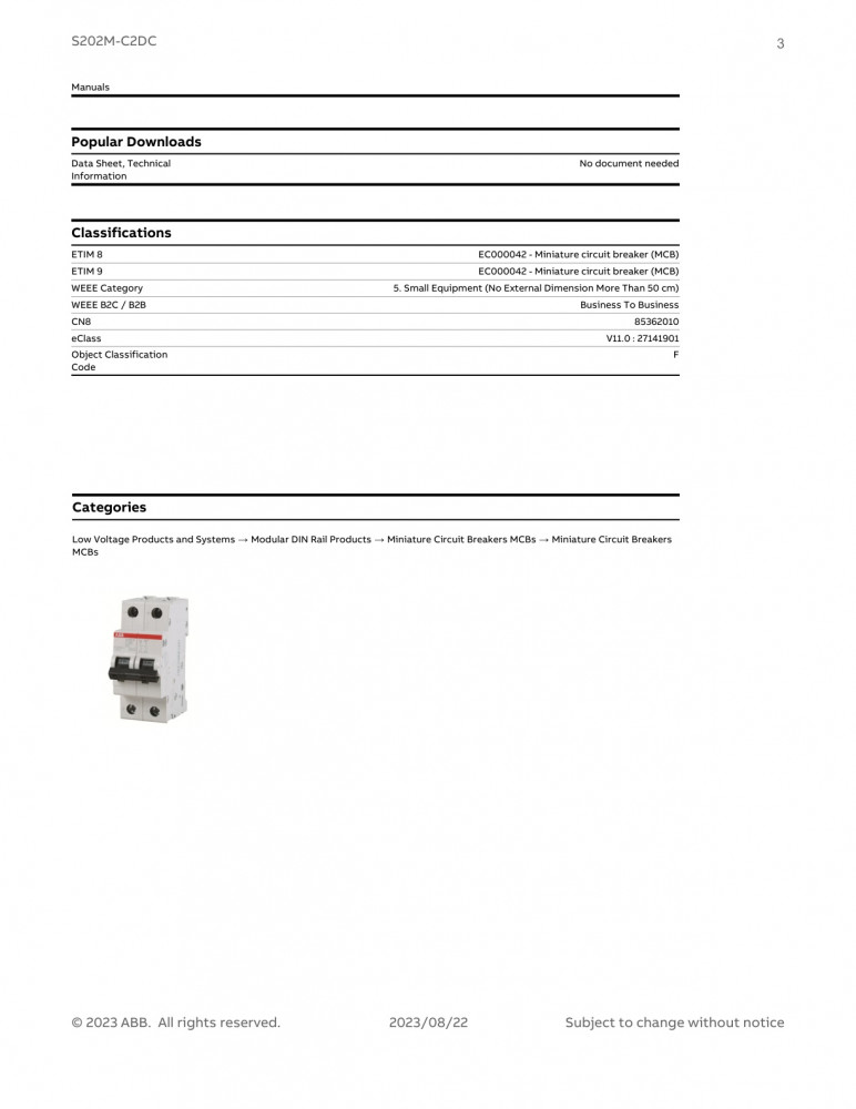 ABB S202M-C2DC technical document page 3