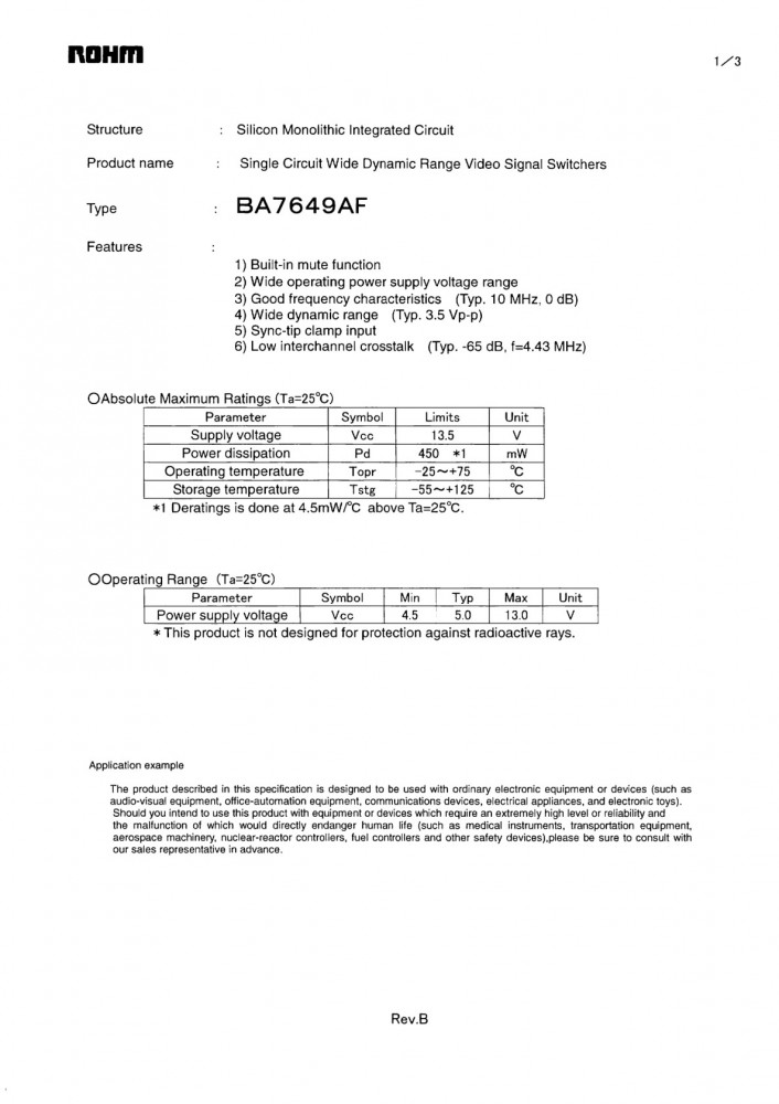 BA7649AF-E2 datasheet page 1