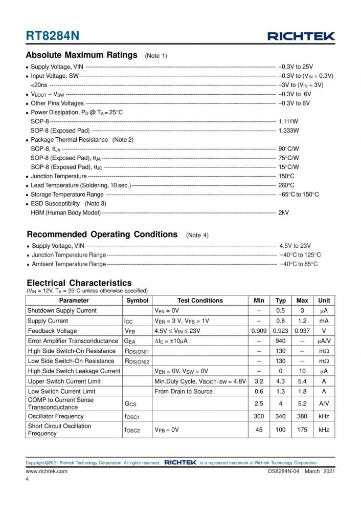 RT8284N datasheet page 4