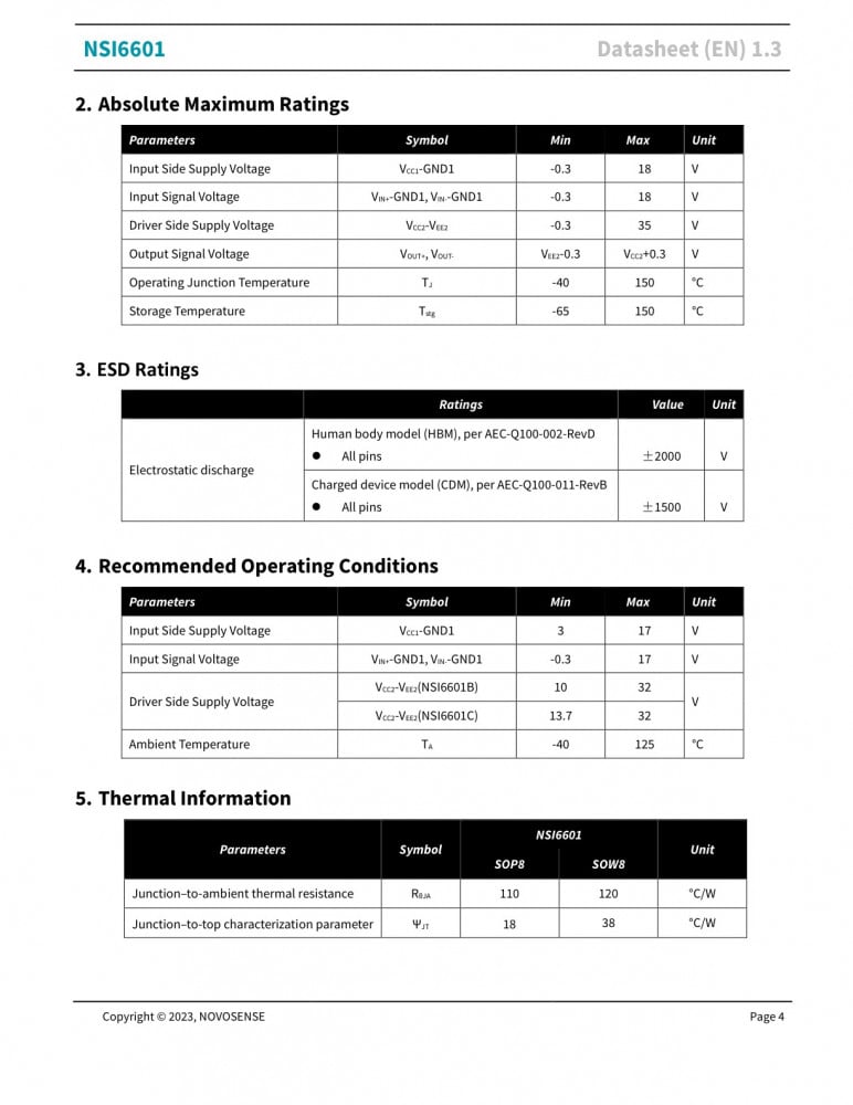 NSI6601 datasheet page 4