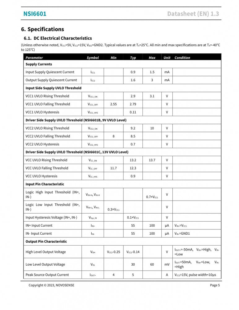 NSI6601 datasheet page 5