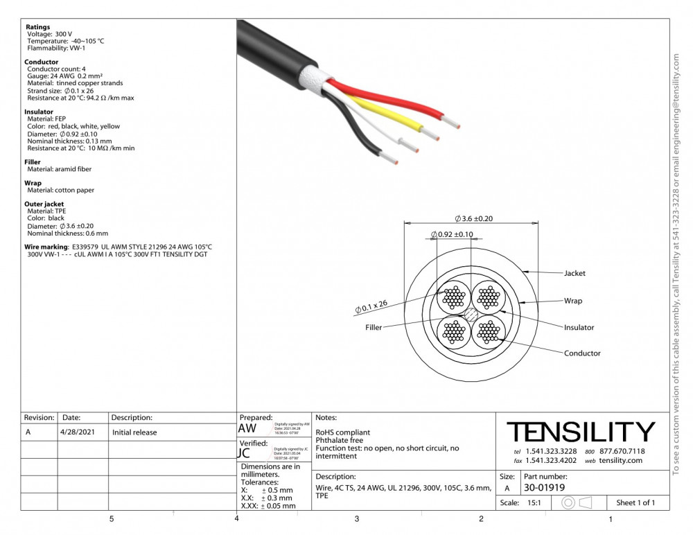 Tensility 30-01919 cable drawing preview