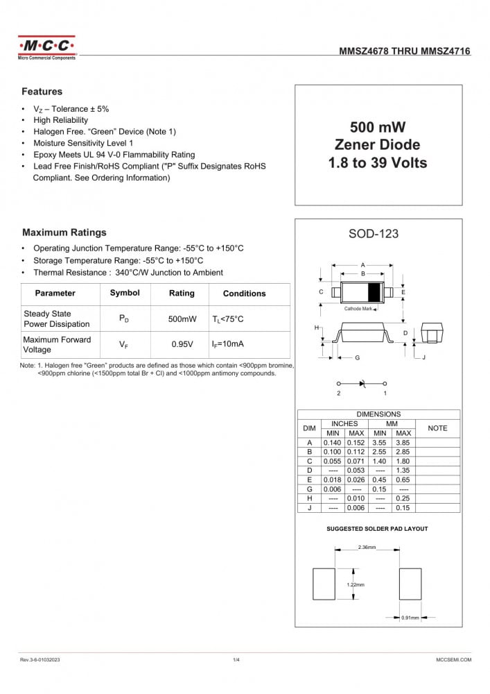 MMSZ4696-TP datasheet page 1