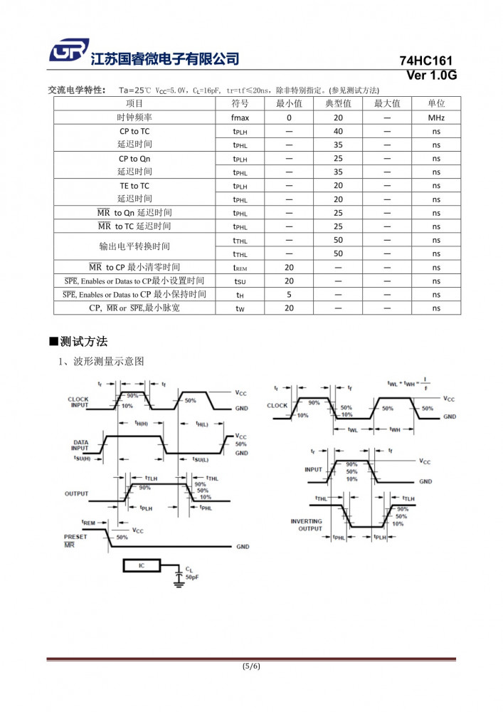 74HC161S datasheet page 5