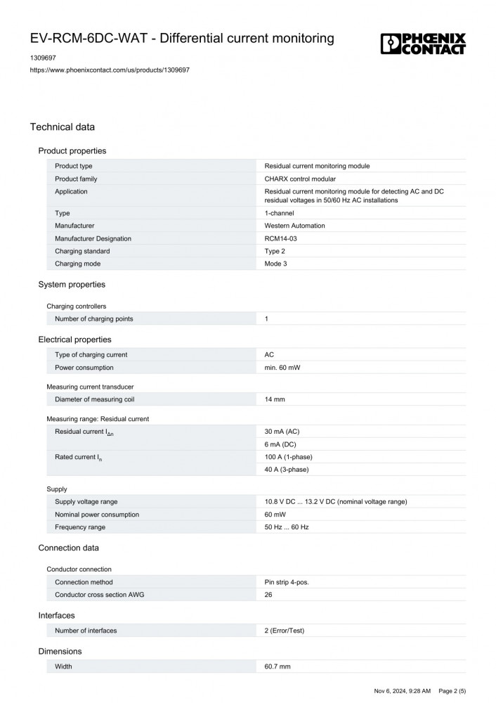 Phoenix Contact 1309697 technical document page 2