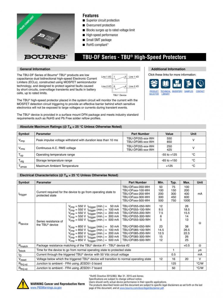 TBU-DF Series datasheet page 1