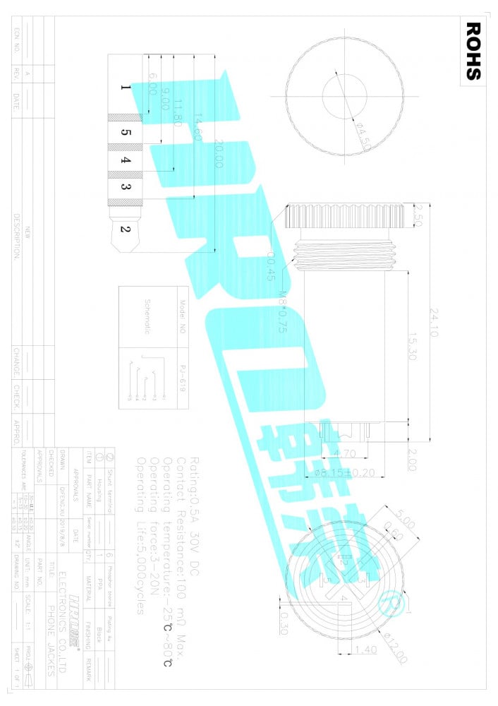 PJ-619 technical drawing preview