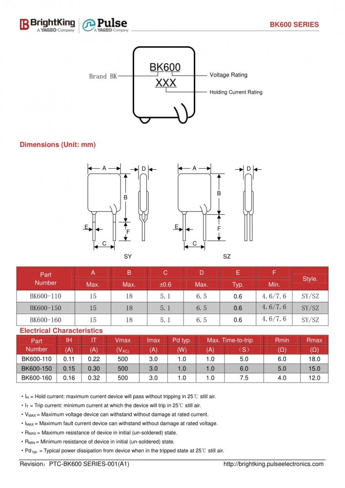 BK600 series datasheet page 2