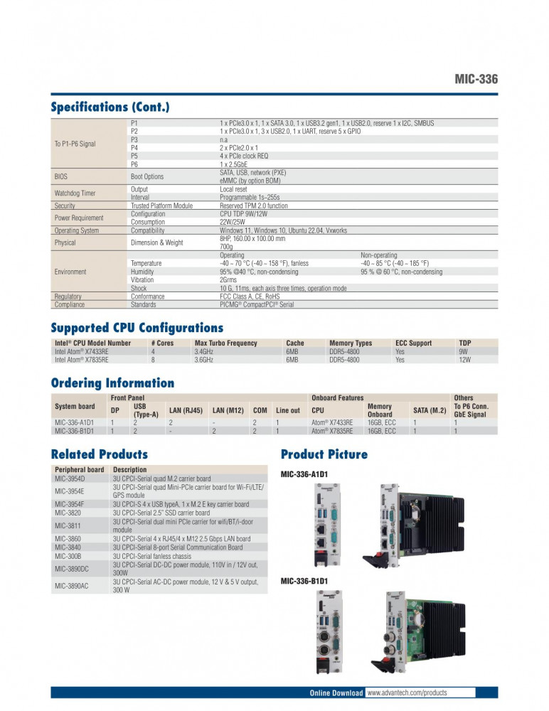 MIC-336 technical documentation page 2