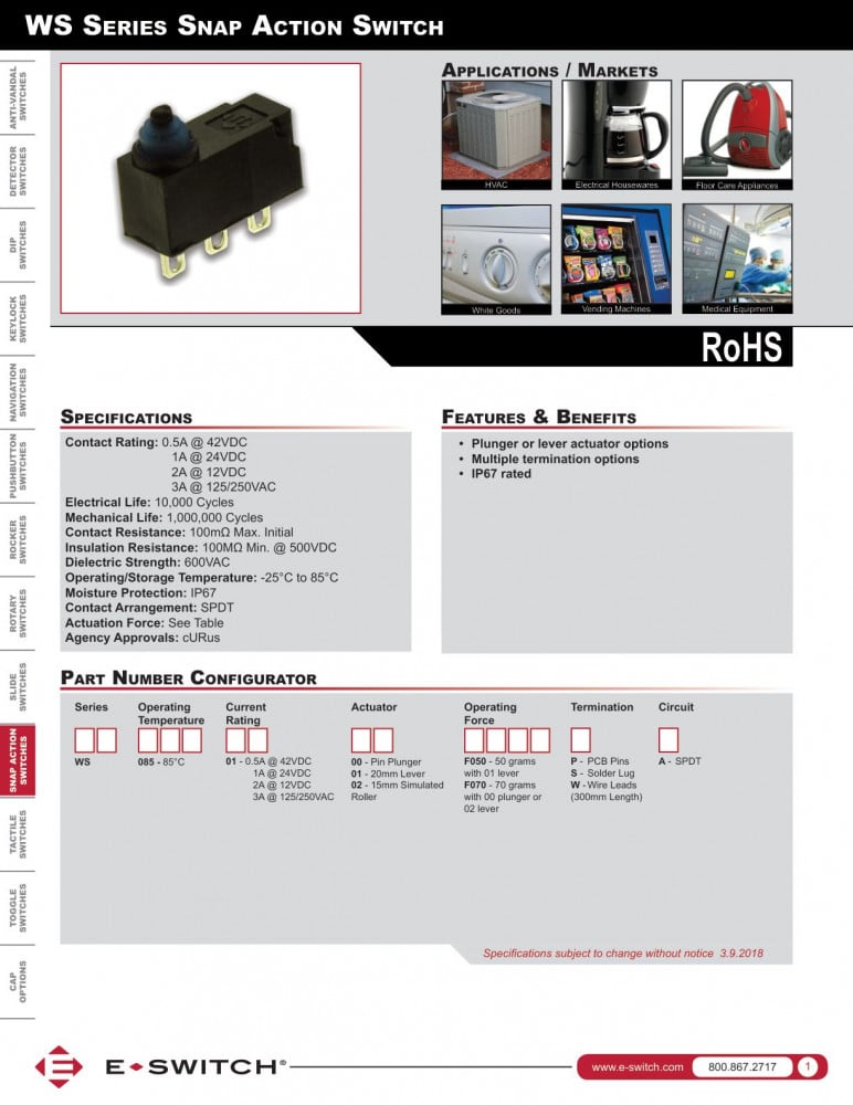 WS Series datasheet page 1