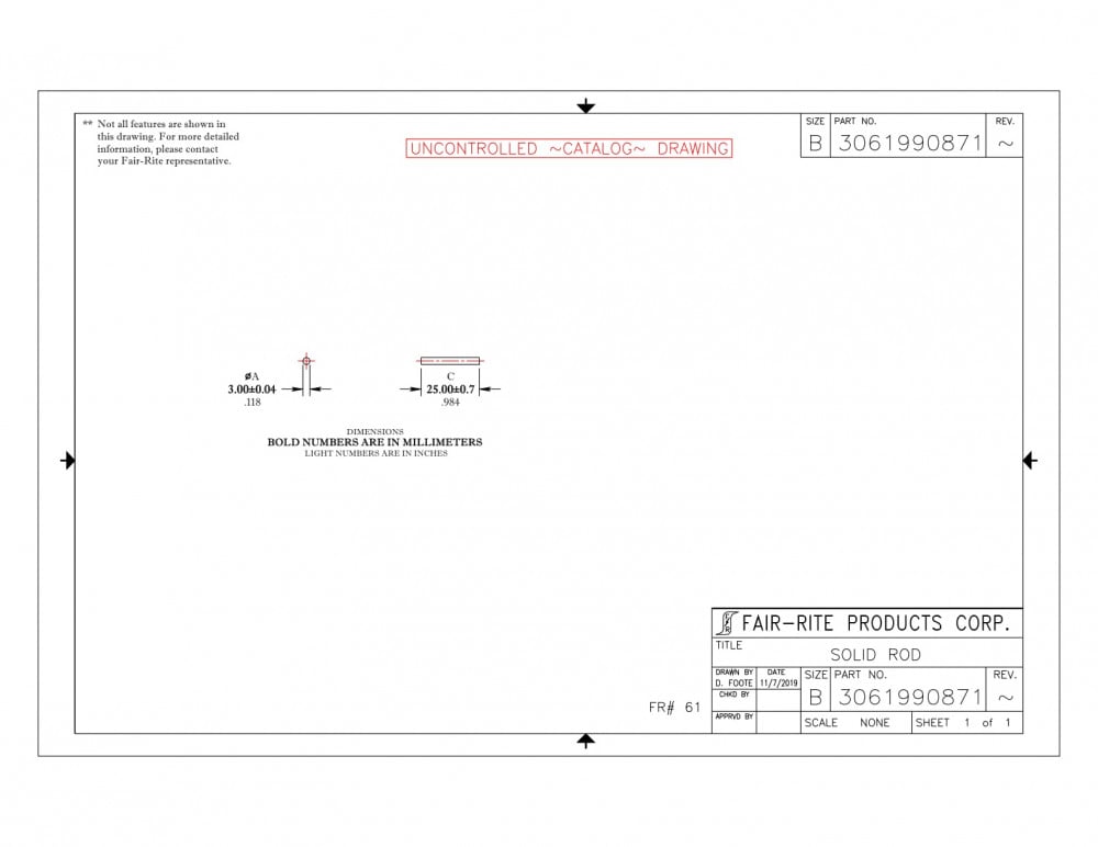Fair-Rite 3061990871 technical document preview