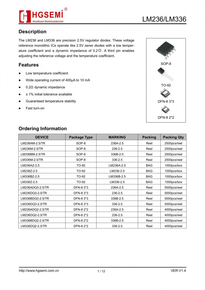 HGSEMI LM236Z-2.5 datasheet page 1