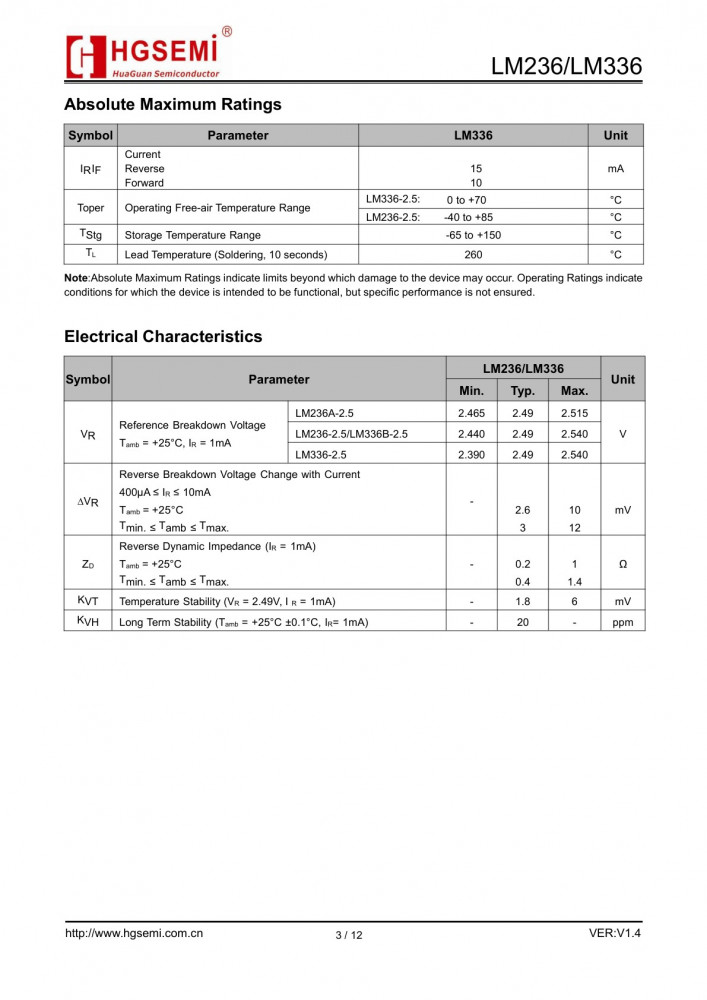 HGSEMI LM236Z-2.5 datasheet page 3