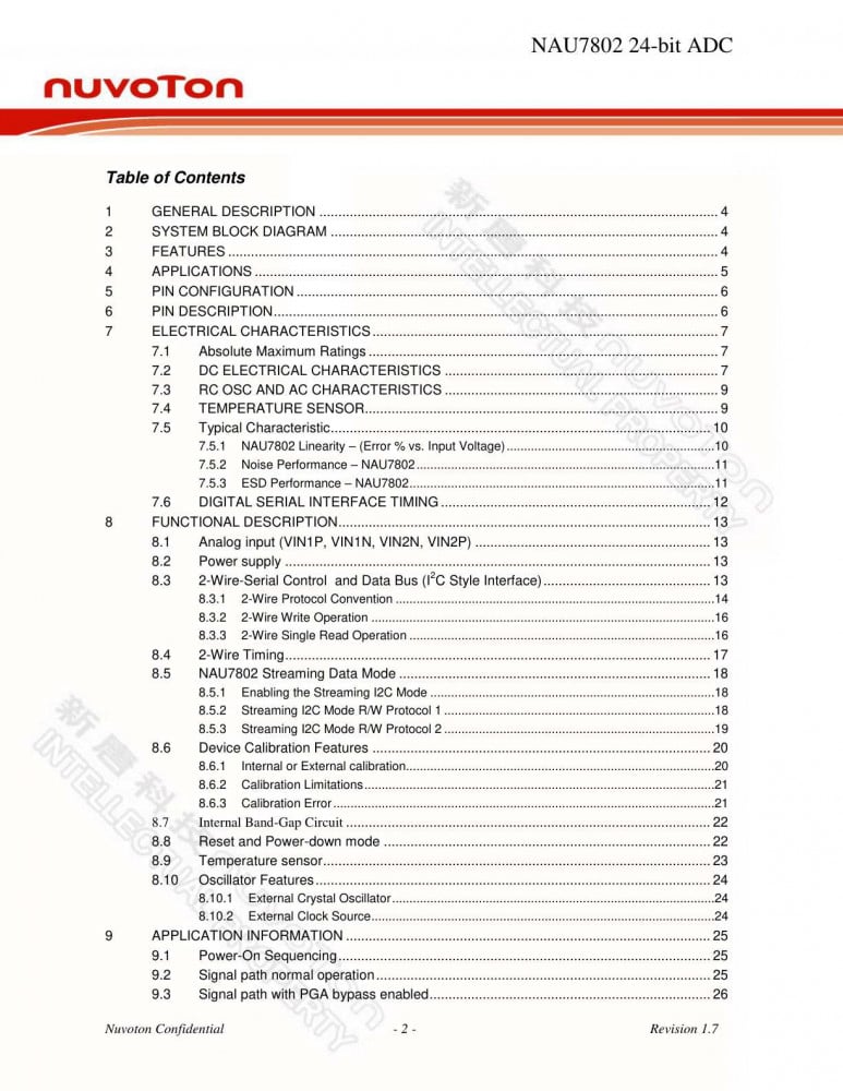 NAU7802 datasheet page 2