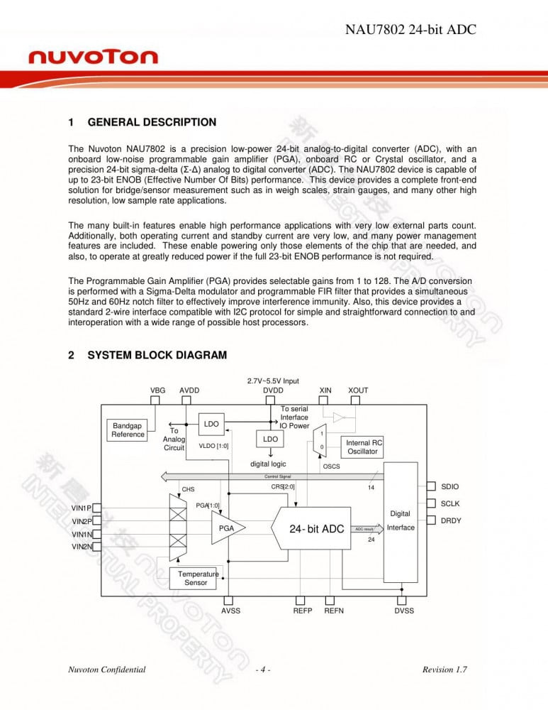 NAU7802 datasheet page 4