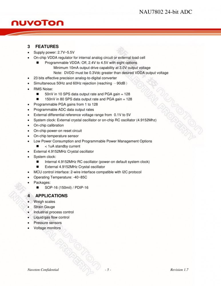 NAU7802 datasheet page 5