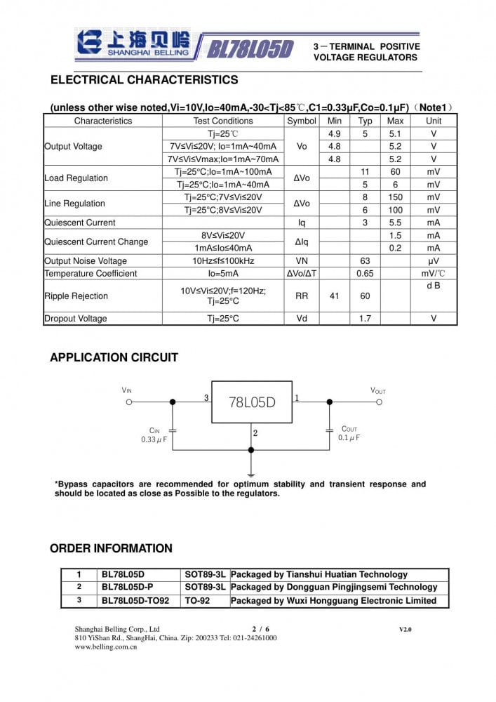 BL78L05D-P datasheet page 2