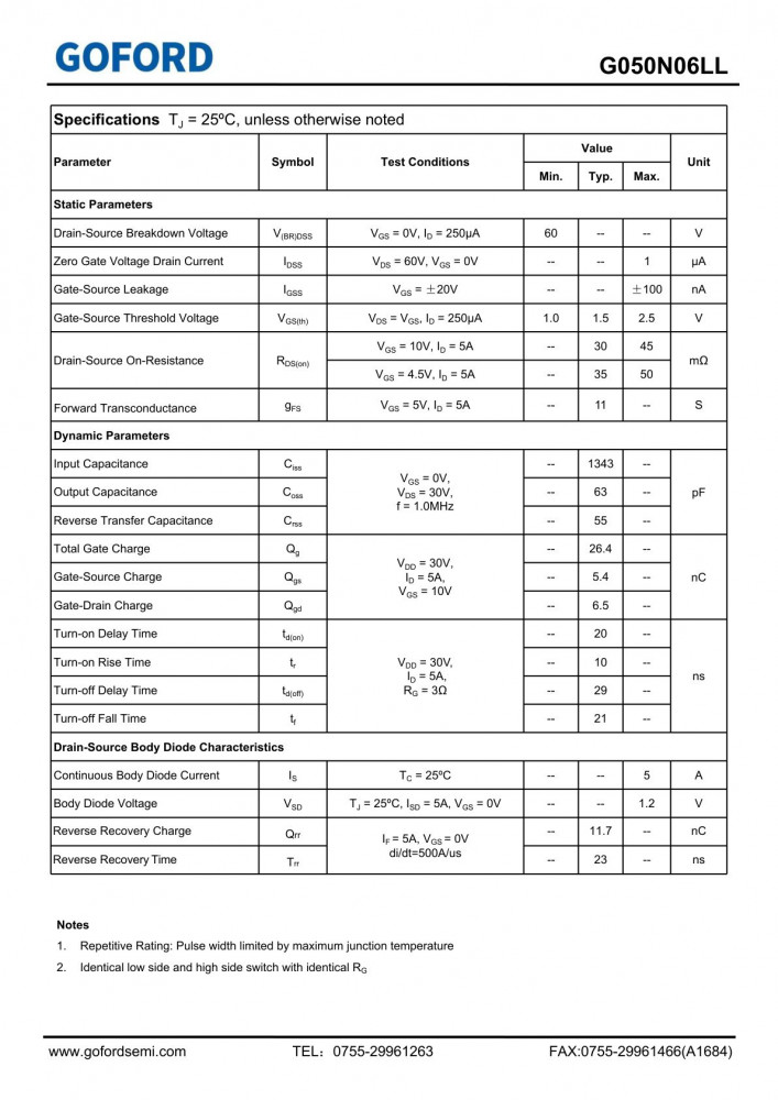 G050N06LL datasheet page 2