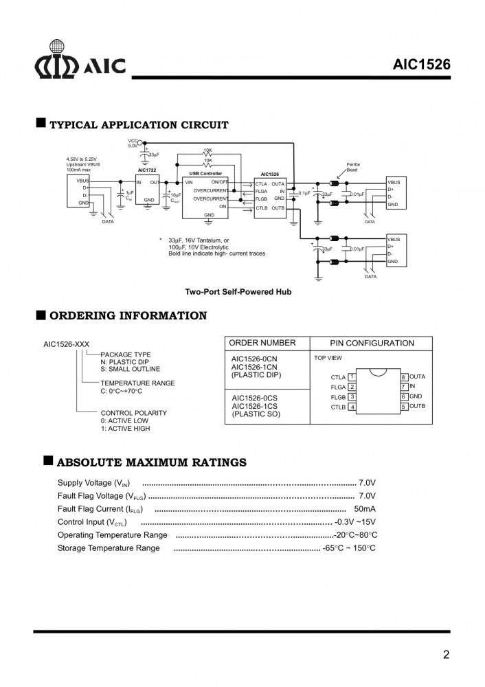 AIC1526 datasheet page 2