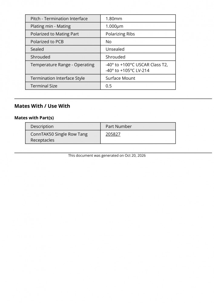 Technical document page 3 for MOLEX 2080352063