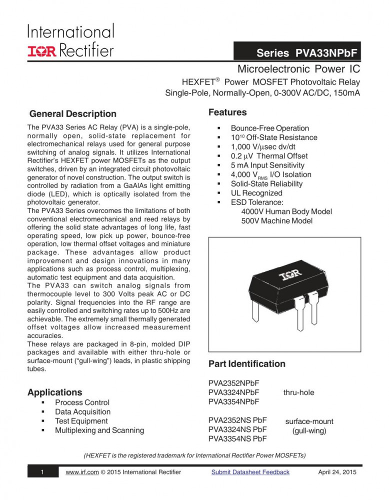 PVA2352NSPBF datasheet page 1