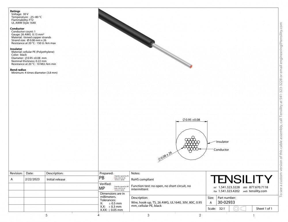 Tensility International 30-02933 product specification drawing