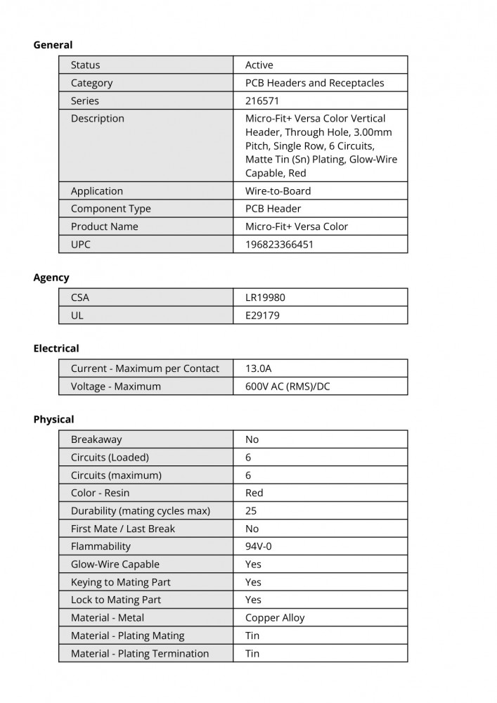 Technical document page 2 for MOLEX 2165711026