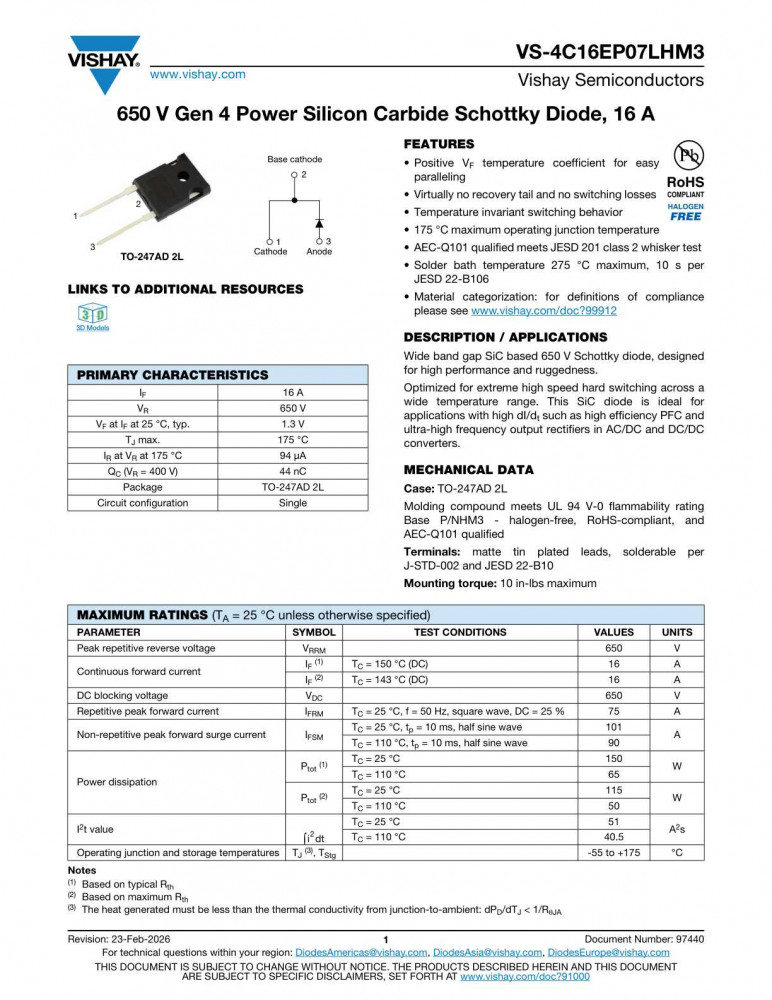 VS-4C16EP07LHM3 datasheet page 1