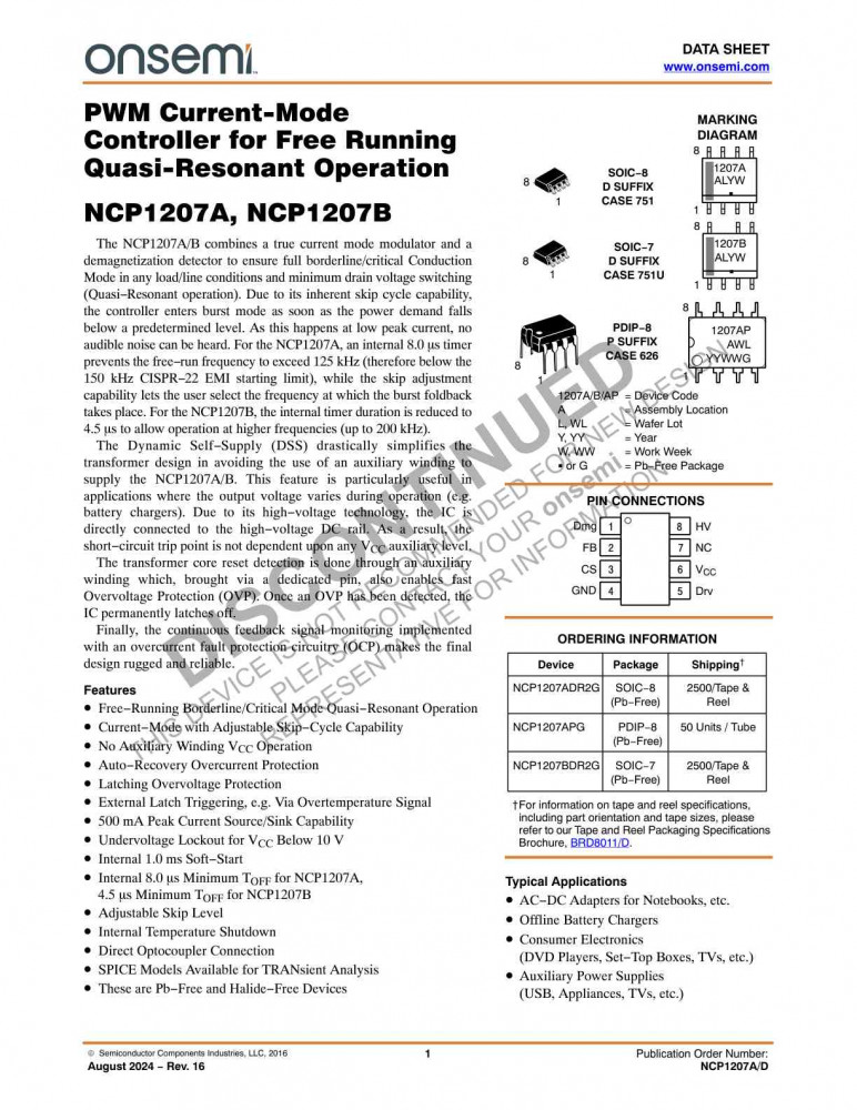 NCP1207A datasheet page 1