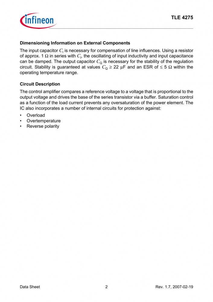 TLE4275 document page 2