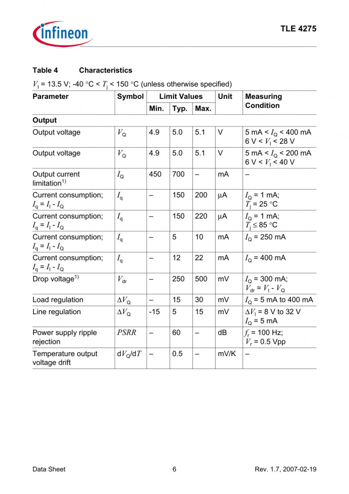 TLE4275 document page 6