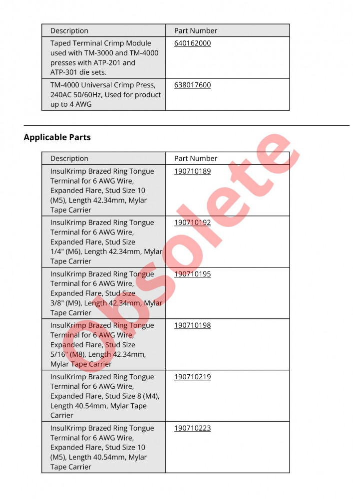 Technical document page 3 for Molex crimp tooling