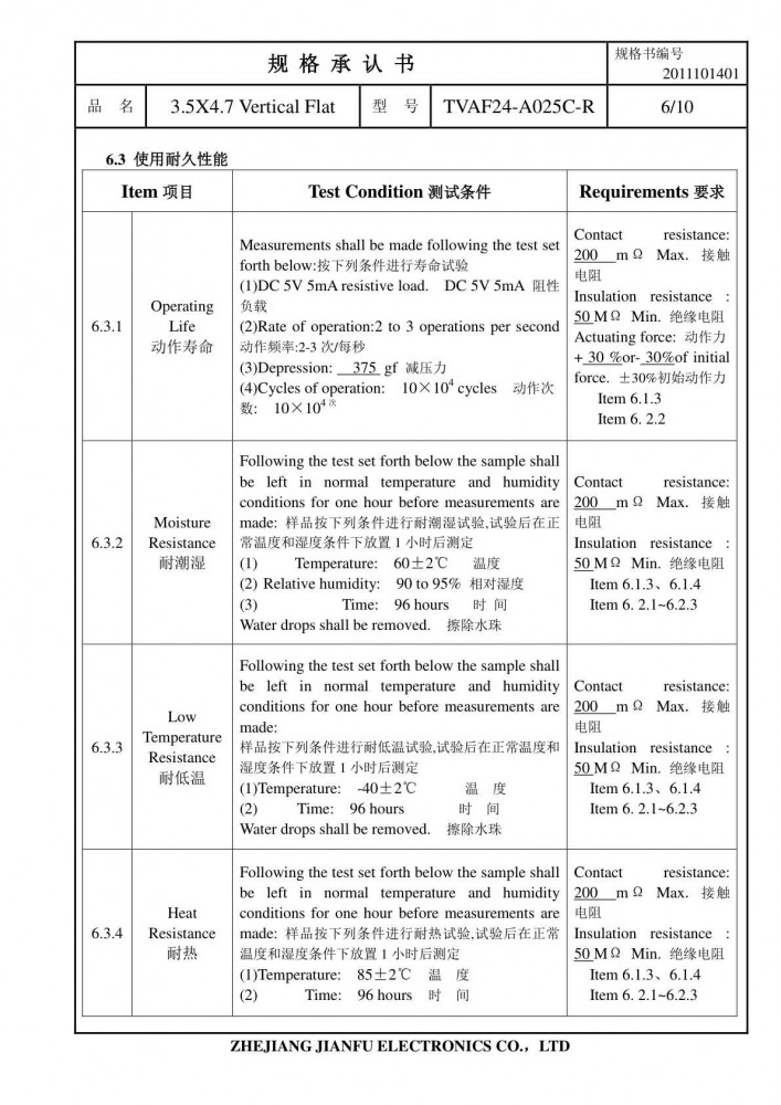 TVAF24-A025C-R specification page 7