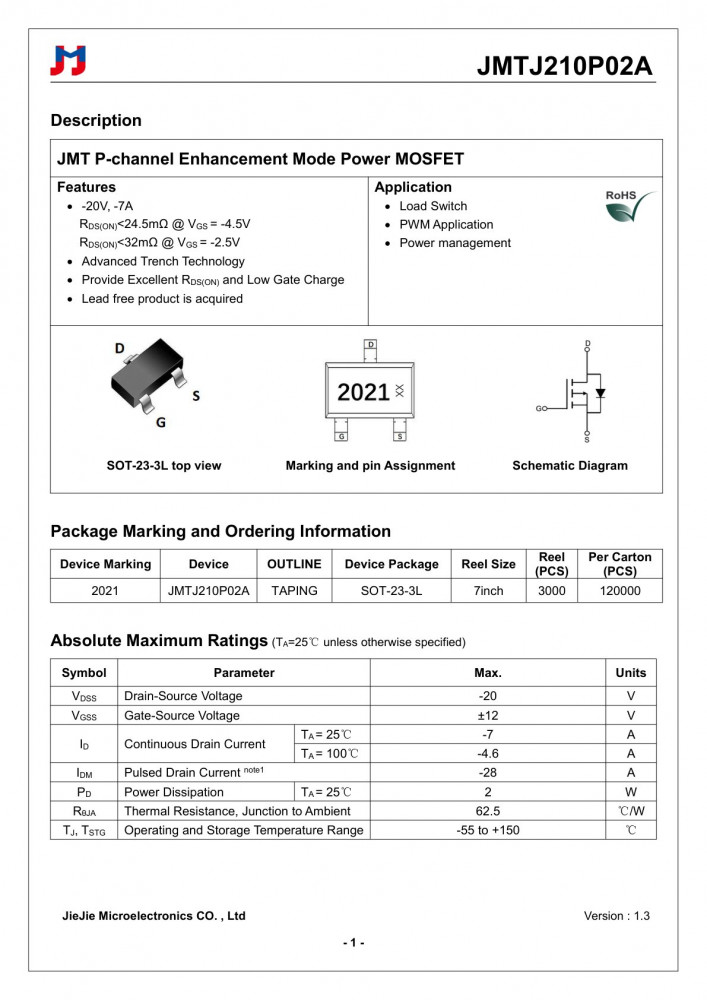 JMTJ210P02A datasheet page 1