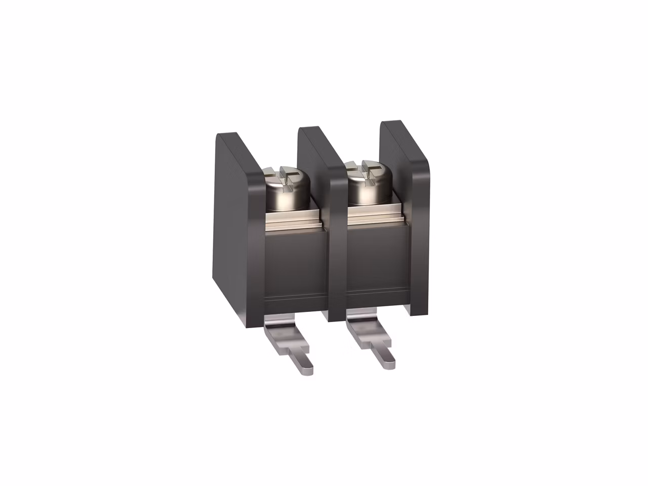8.26mm Pitch, Single Row, Tri-Barrier Terminal Strip, with Mounting Ends, Black, Steel Screws, 10 Circuits