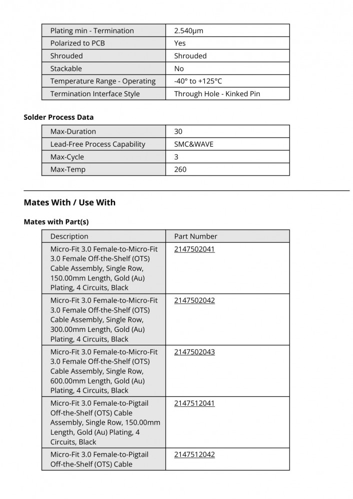 Technical document image 4 for MOLEX 436500420