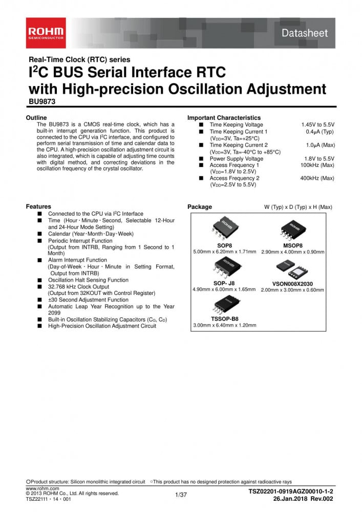 BU9873 datasheet page 1