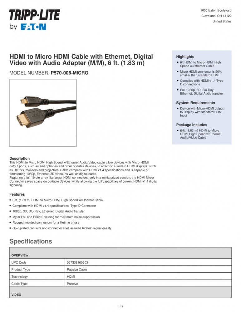 P570-006-MICRO technical document page 1