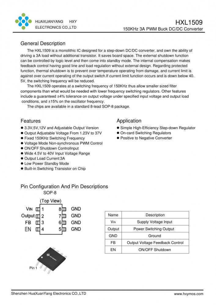 HXL1509 datasheet page 1