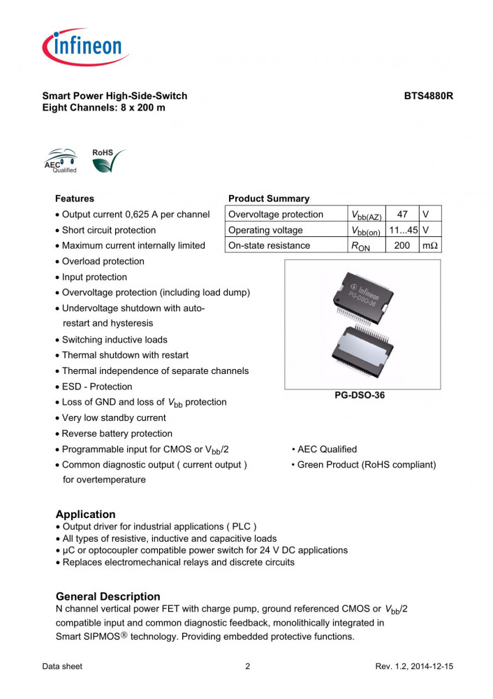 BTS4880RAUMA1 datasheet page 2