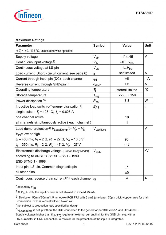 BTS4880RAUMA1 datasheet page 5