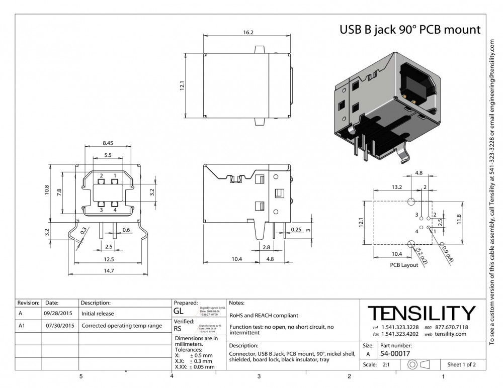 Tensility International 54-00017 product drawing, page 1